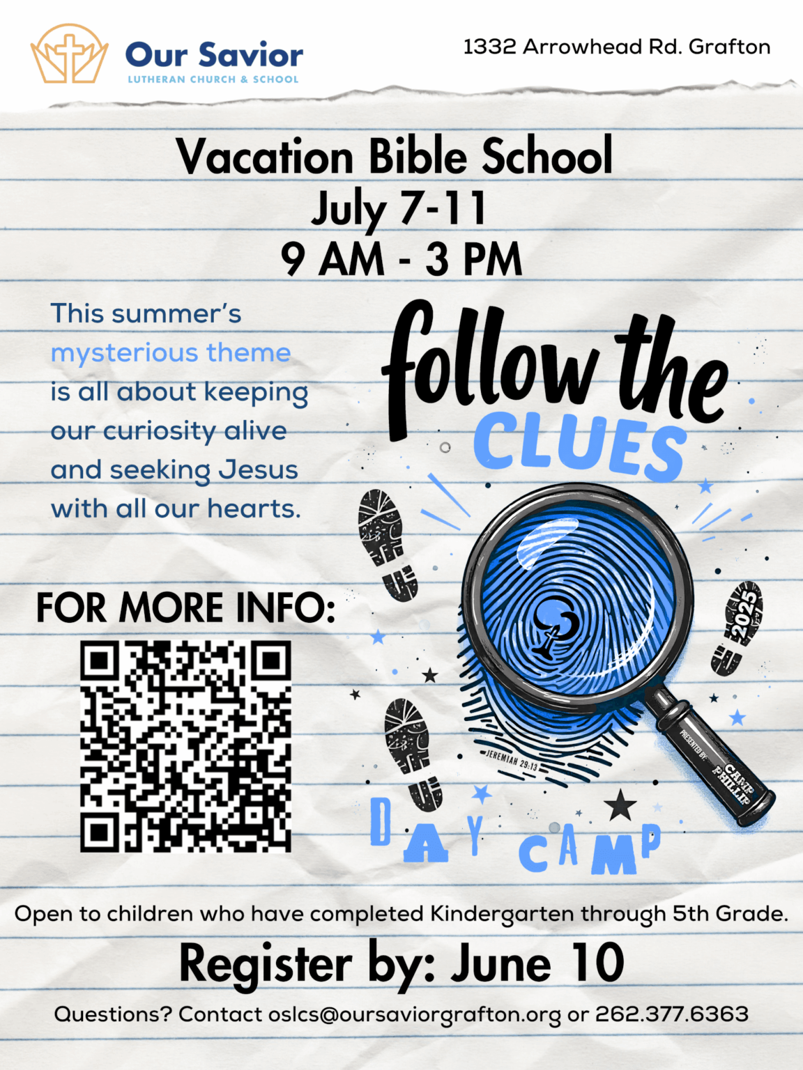 Vacation Bible School 2025: Follow the Clues - Our Savior Lutheran ...